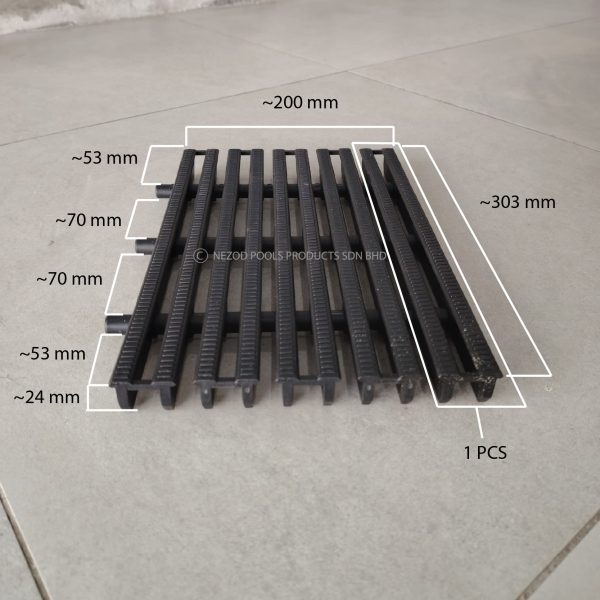 SWIMMING POOL GRATING BLACK COLOUR (FLUSH DECK, HIGH QUALITY) (5 PCS ...