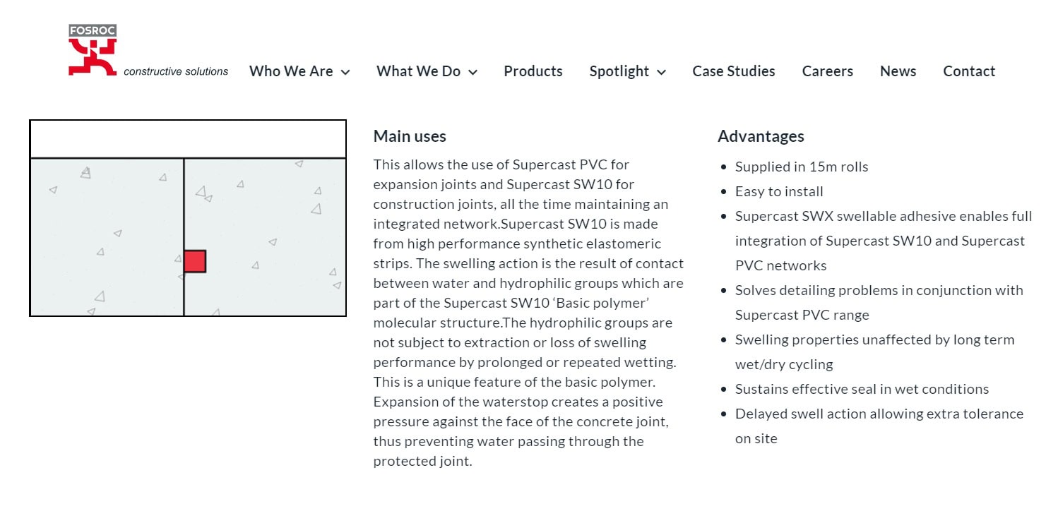 FOSROC SUPERCAST SW10 SWELLABLE WATERSTOP - Nezod Pools Products